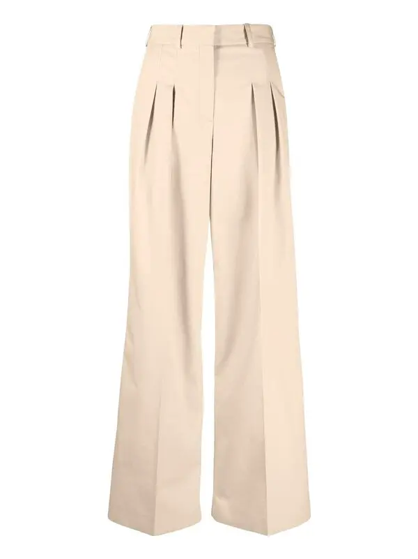 Calvin Klein Pleated Wide-leg Trousers - Neutrals