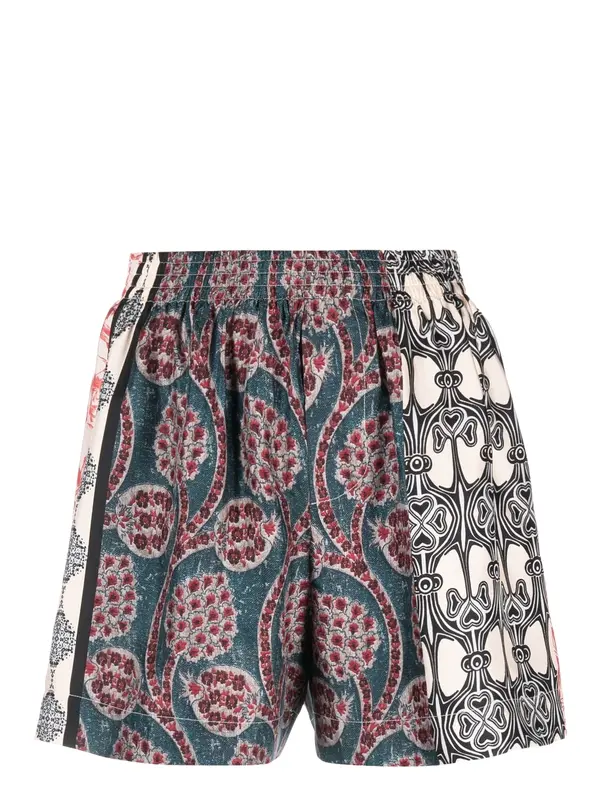 Erika Cavallini Silk Graphic-print Shorts - Blue
