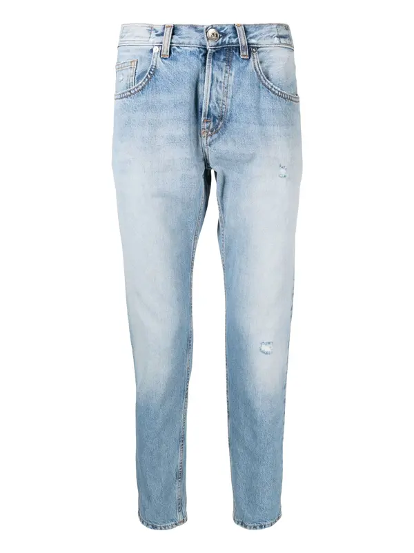 Eleventy Stonewashed Tapered-leg Jeans - Blue