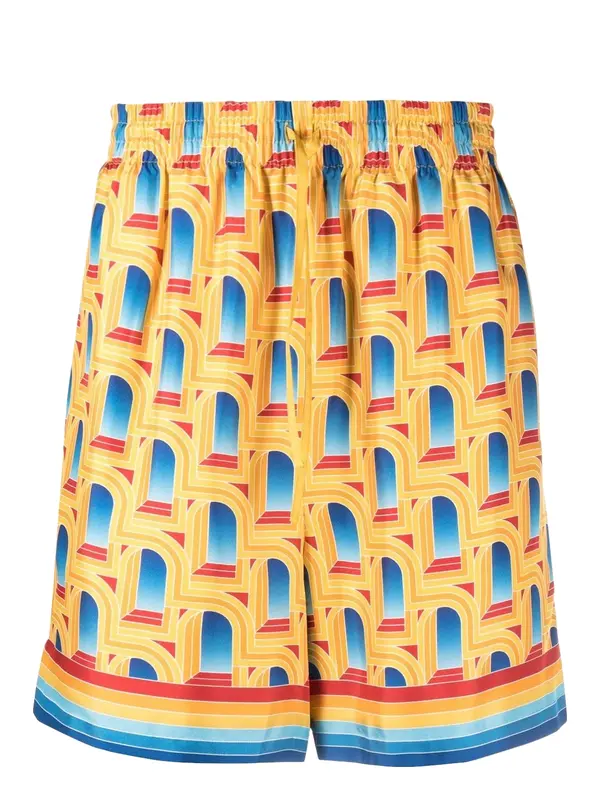 Casablanca L'arche De Jour Silk Shorts - Yellow