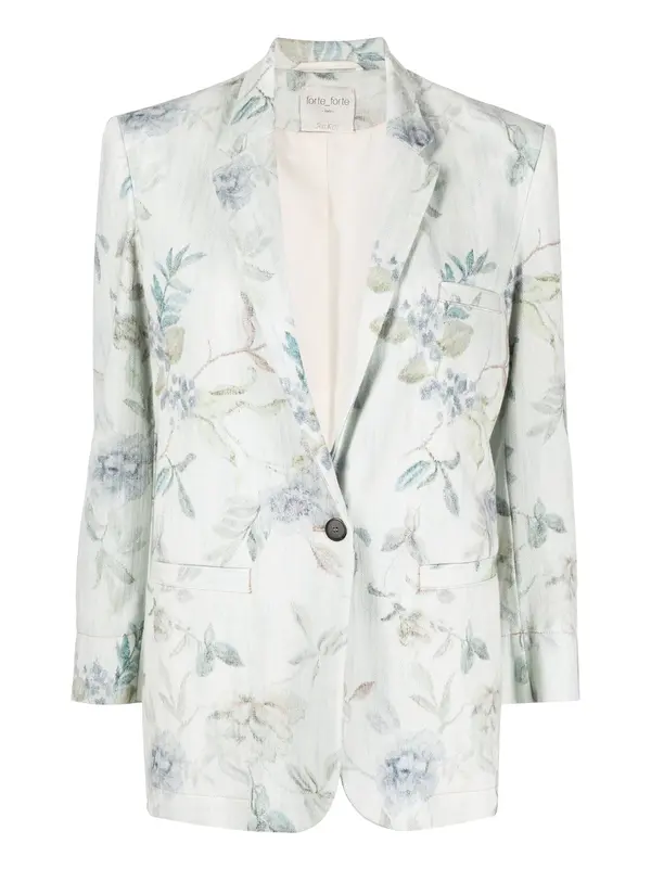 FORTE_FORTE Floral-print Single-breasted Blazer - Neutrals