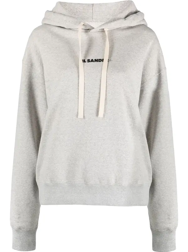 JIL SANDER Logo-print Hoodie - Grey