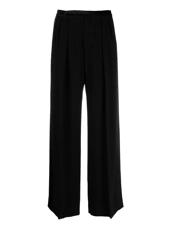 Aspesi Satin-trim Pleated Trousers - Black