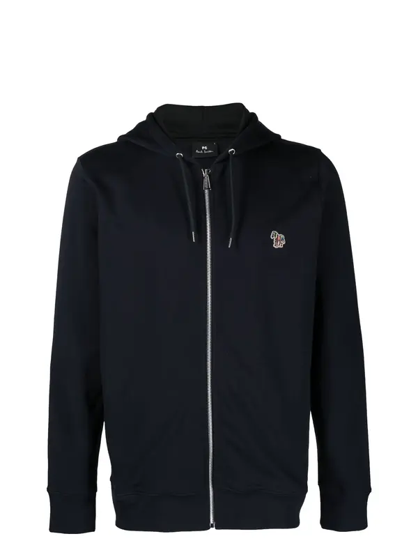 Paul Smith Zipped Organic Cotton Hoodie - Blue