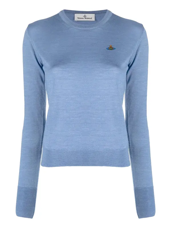 VIVIENNE WESTWOOD Orb-embroidery Fine-knit Jumper - Blue