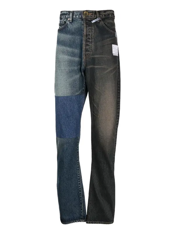 Mihara Yasuhiro Two-tone Straight-leg Jeans - Blue