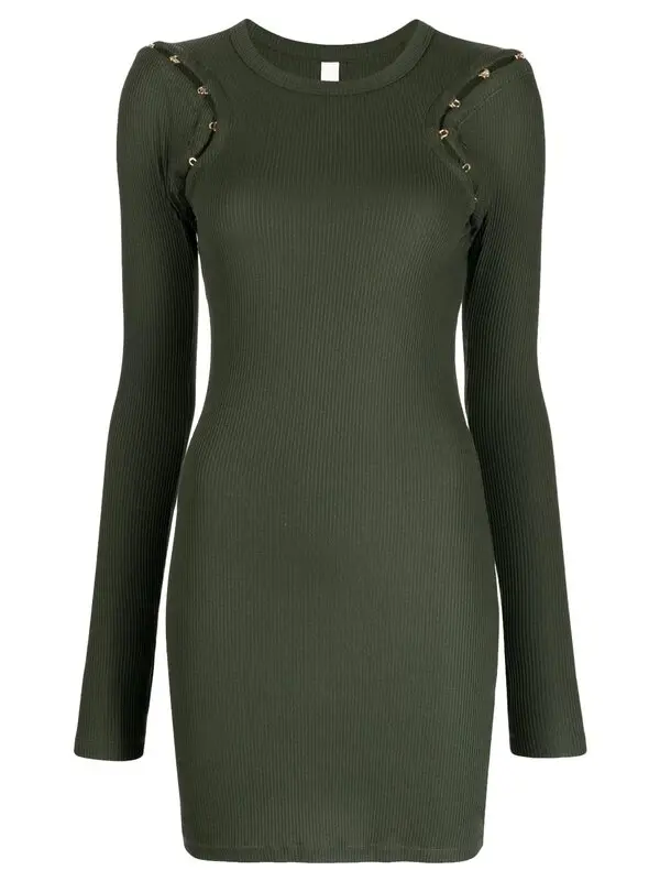 DION LEE Hook & Eye Ribbed Dress - Green
