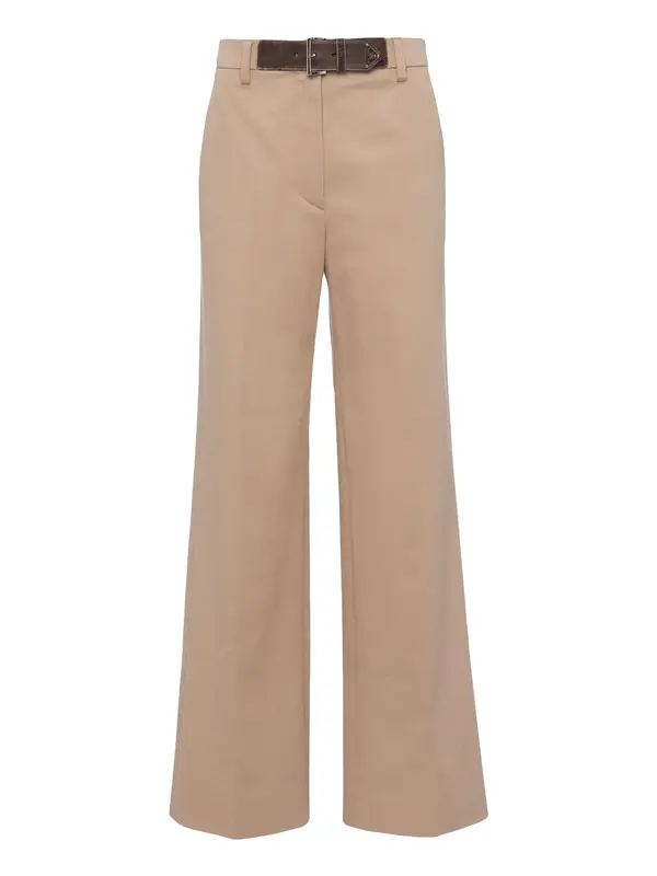 Prada Gabardine Wide-leg Trousers - Brown