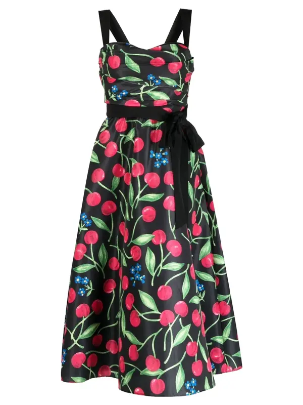 Carolina Herrera All-over Cherry-print Dress - Black