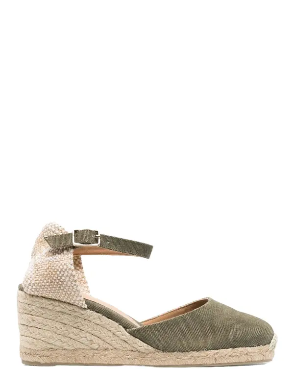 CastaÑer 70mm Raffia Wedge Espadrilles - Silver