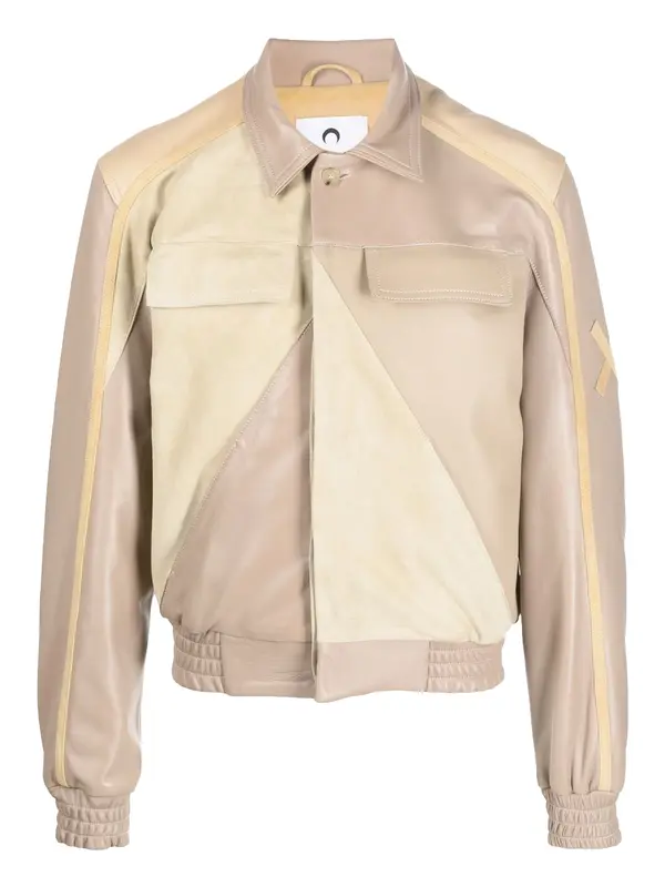 MARINE SERRE Patchwork Leather Jacket - Neutrals