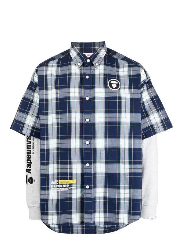 AAPE BY *A BATHING APE Layered Plaid-check Print Shirt - Blue