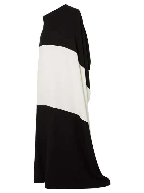 Valentino Garavani One-sleeve Two-tone Silk-cady Gown - Black
