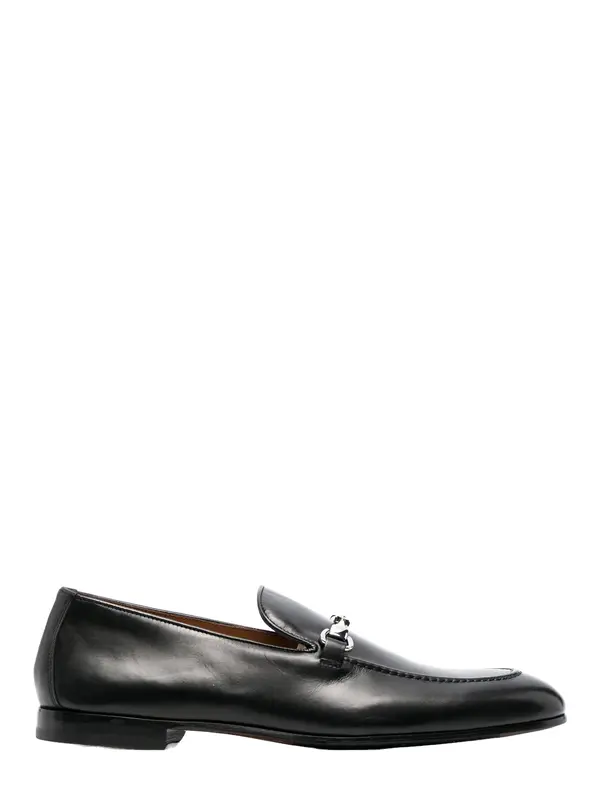 DOUCAL'S Almond-toe Leather Loafers - Black