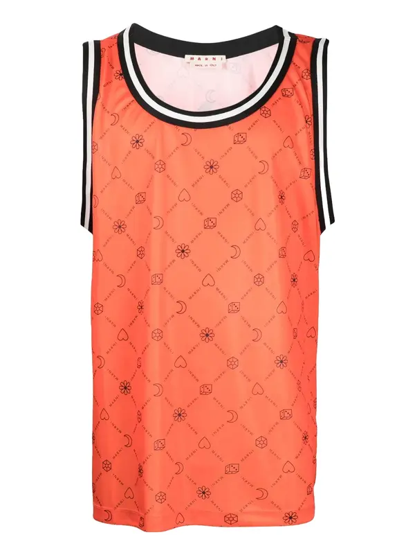 Marni Graphic-print Sleeveless Top - Orange