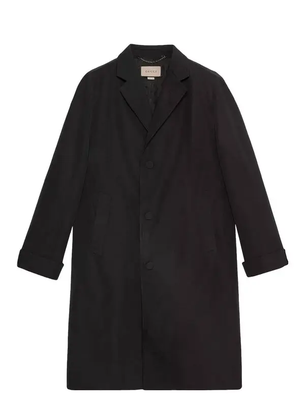 Gucci Single-breasted Poplin Coat - Black