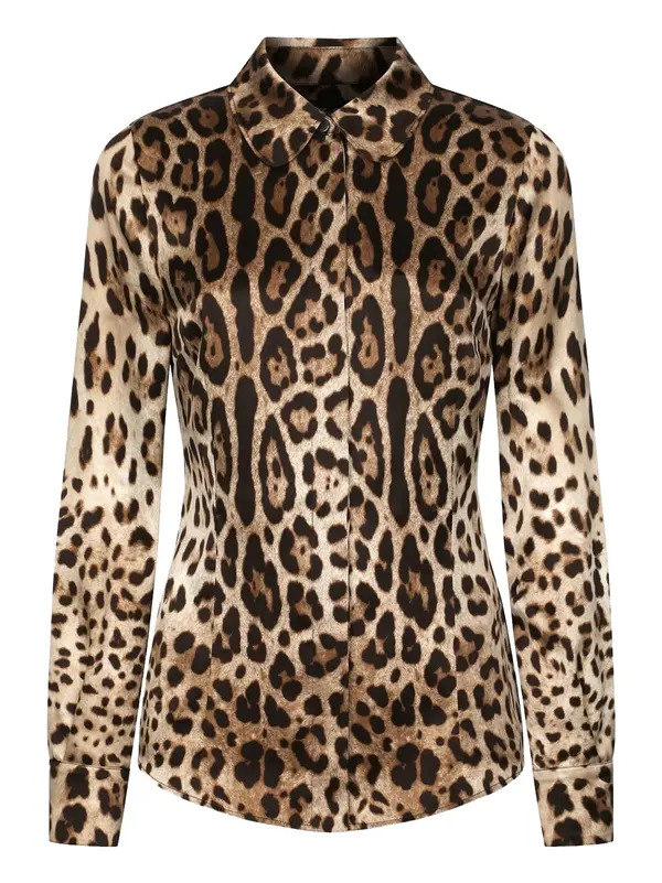 Dolce & Gabbana Leopard-print Silk Shirt - Brown