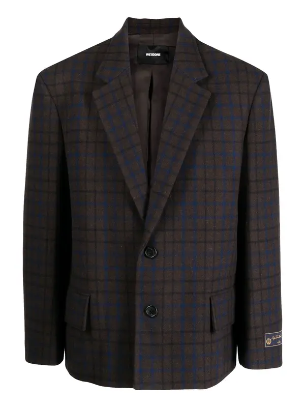 We11Done Grid-pattern Blazer - Brown