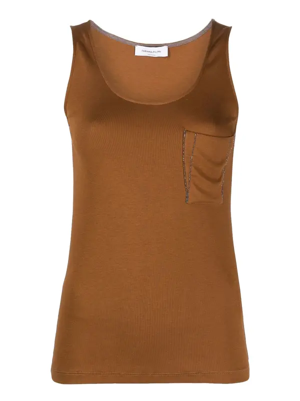 Fabiana Filippi Bead-embellished Tank Top - Brown