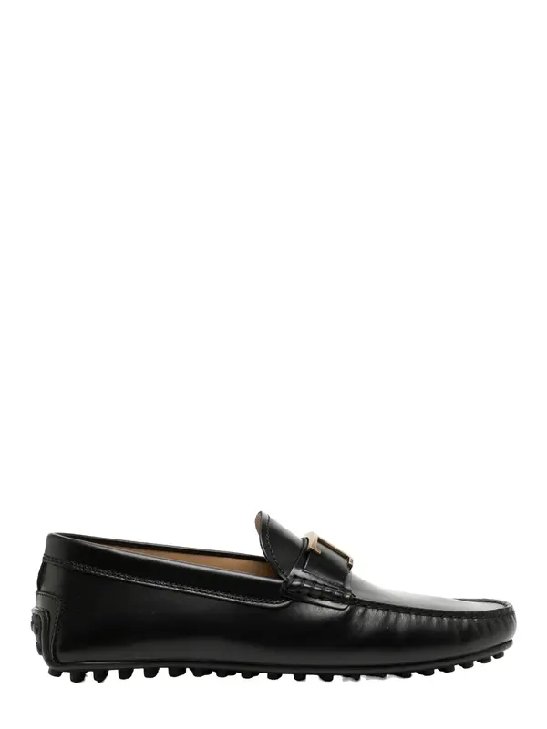TOD'S Logo-plaque Leather Loafers - Black