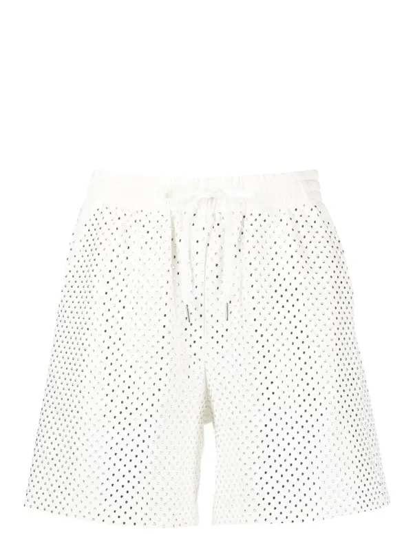 P.a.r.o.s.h Rhinestone-embellished Thigh-length Shorts - White