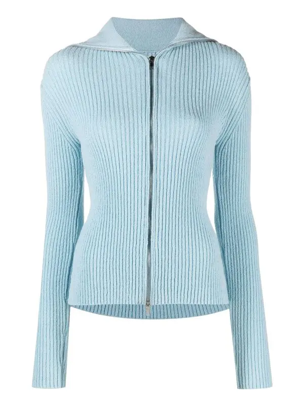 Nanushka Rib-knit Zipped Cardigan - Blue