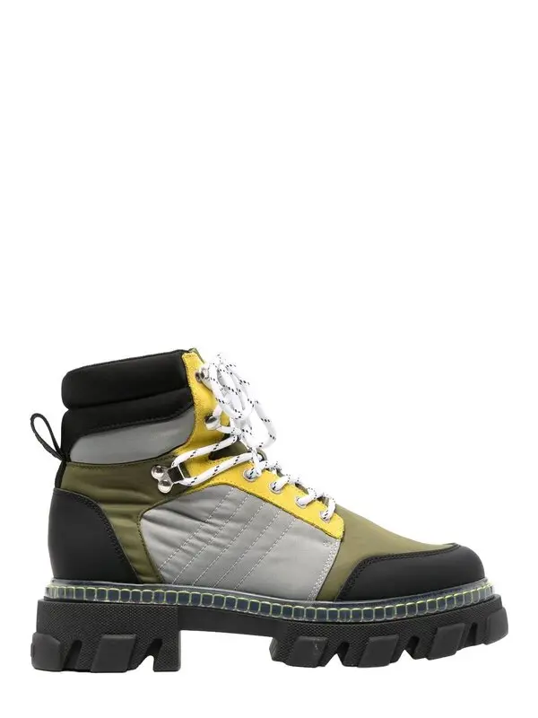 GANNI Cleated Lace-up Hiking Boots - Green