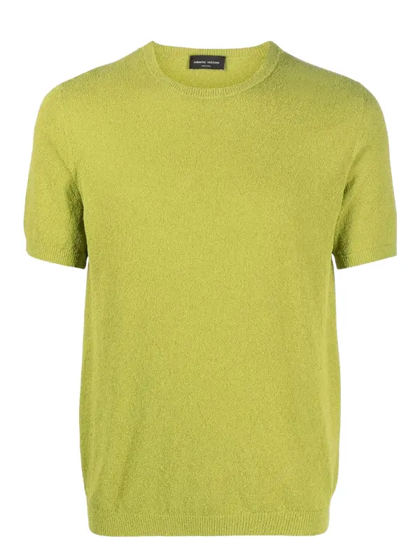 ROBERTO COLLINA Bouclé-knit Short-sleeved Jumper - Green