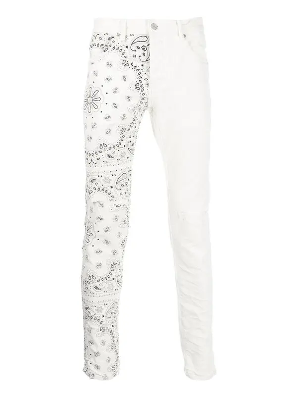 PURPLE BRAND Bandana-print Corduroy Trousers - White
