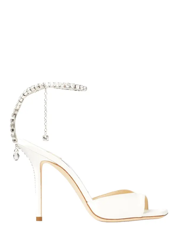 JIMMY CHOO Saeda 100mm Crystal-strap Sandals - White