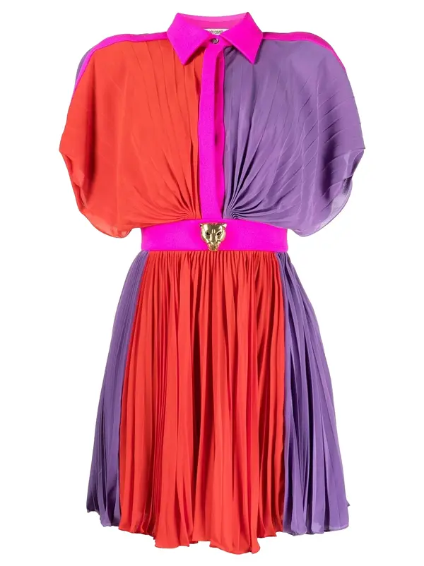 Roberto Cavalli Colour-block Pleated Dress - 09000
