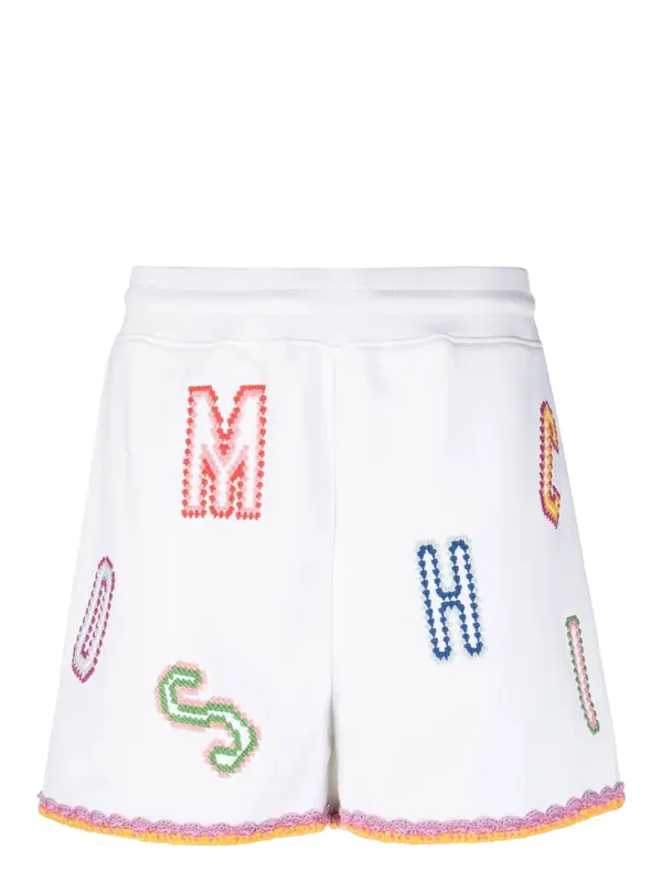 Moschino Embroidered Lace-trim Shorts - White