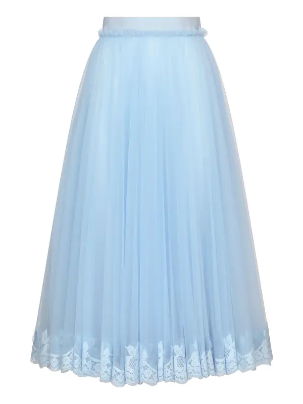 Dolce & Gabbana Lace-trim Flared Midi Skirt - Blue