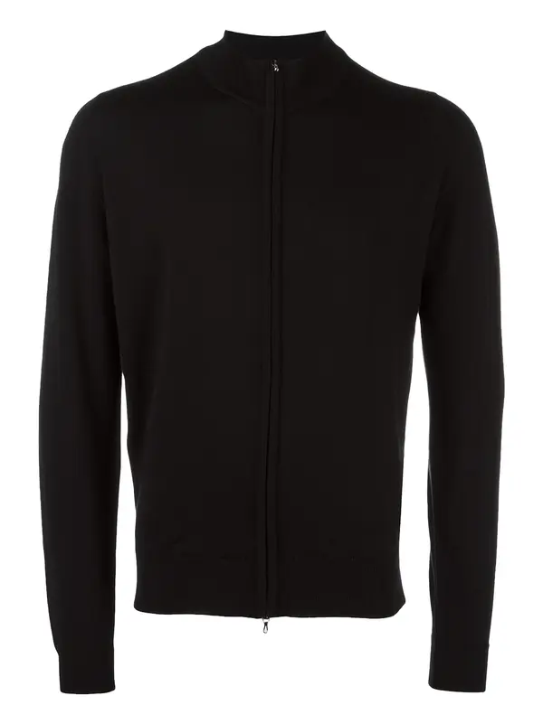 John Smedley High Neck Zipped Cardigan - Black
