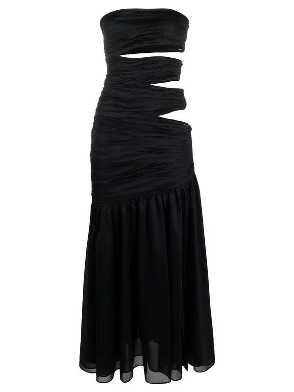 ROTATE BY BIRGER CHRISTENSEN Cut-out Ruched Dress - Black