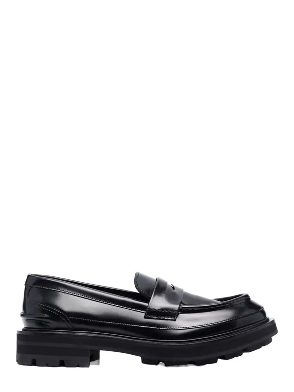 Alexander McQueen Tread-sole Penny-slot Loafers - Black
