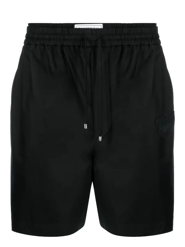 Valentino Garavani Logo-patch Drawstring Shorts - Black