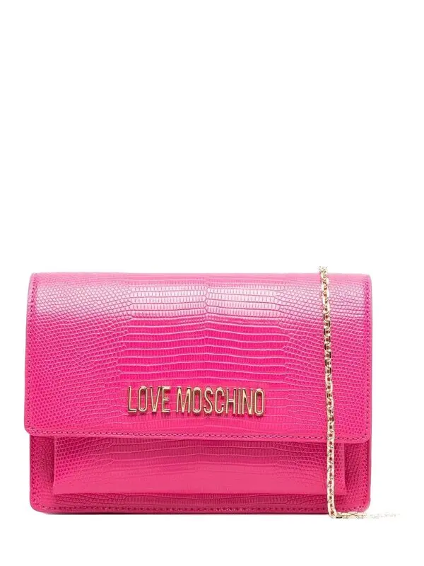 Moschino Logo Plaque Satchel Bag - Pink