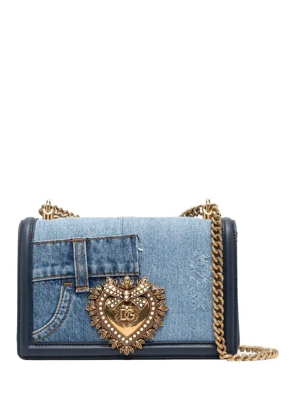 Dolce & Gabbana Medium Devotion Denim Shoulder Bag - Blue