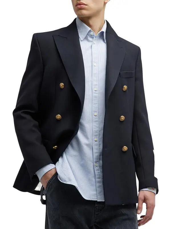 Golden Goose Double-breasted Gabardine Blazer - Dark Blue
