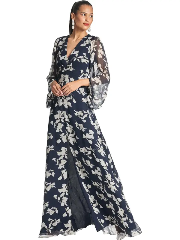 Sachin & Babi Jenny Gown - Floral / Navy / White