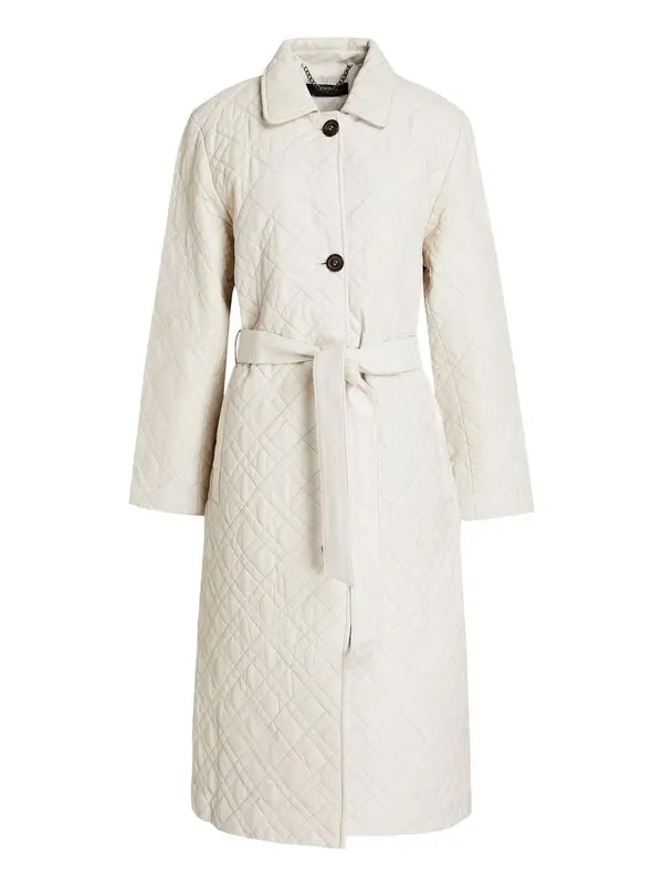 MUUBAA Xena Quilted Leather Coat - Off-white