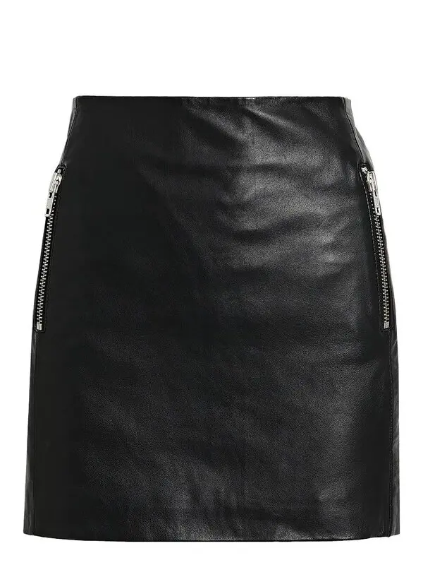 MUUBAA Leather Mini Skirt With Zip Pockets - Black