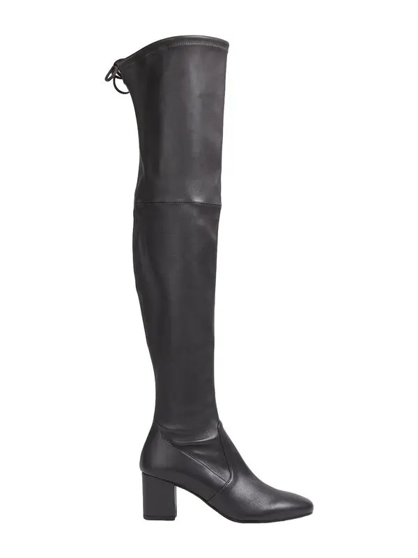 STUART WEITZMAN Genna 60 Leather Thigh Boots - Dark Gray