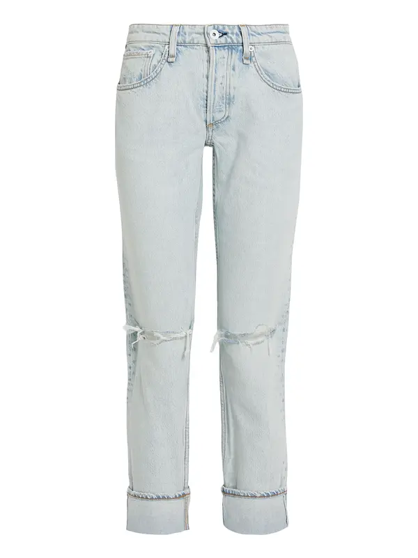 Rag & Bone Rochelle Distressed Boyfriend Jeans - Light Denim
