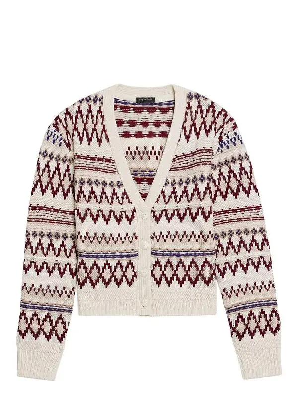 Rag & Bone Willow Fair Isle Wool Cardigan - Ivory