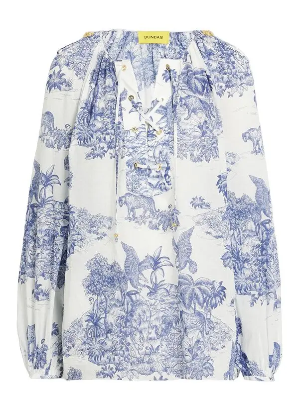 Dundas Printed Cotton-gauze Blouse - White