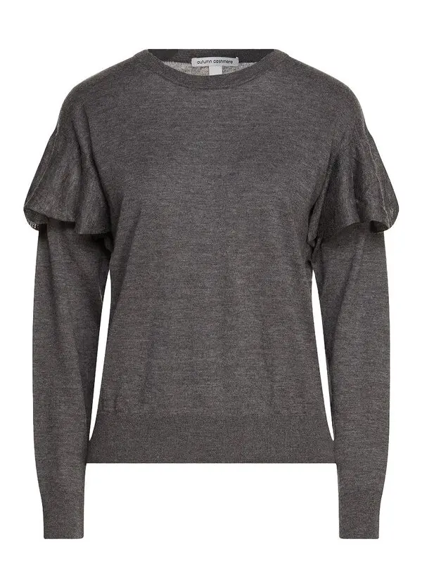 Autumn Cashmere Ruffled Mélange Cashmere Sweater - Dark Gray