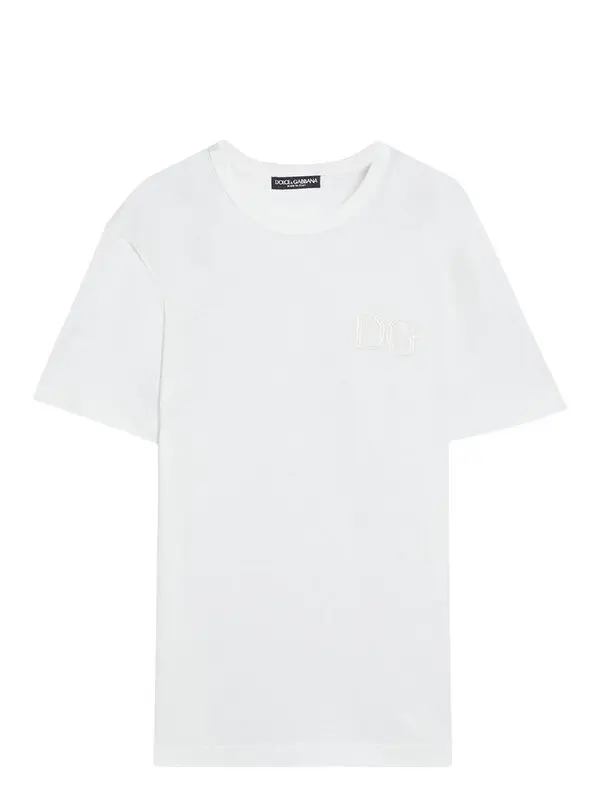 Dolce & Gabbana Embroidered Cottonjersey Tshirt - White