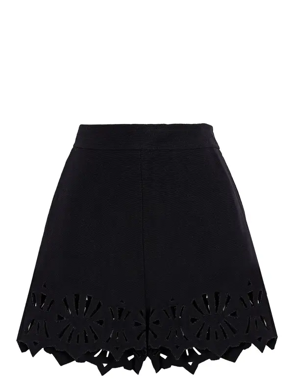 Etro Broderie Anglaise Wool-blend Shorts - Black